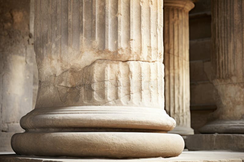 A Limestone Column in an Ancient Building Stock Image - Image of ...
