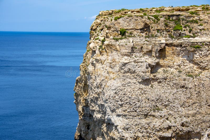 Limestone Dingli Cliffs stock image. Image of aquatic - 309478479