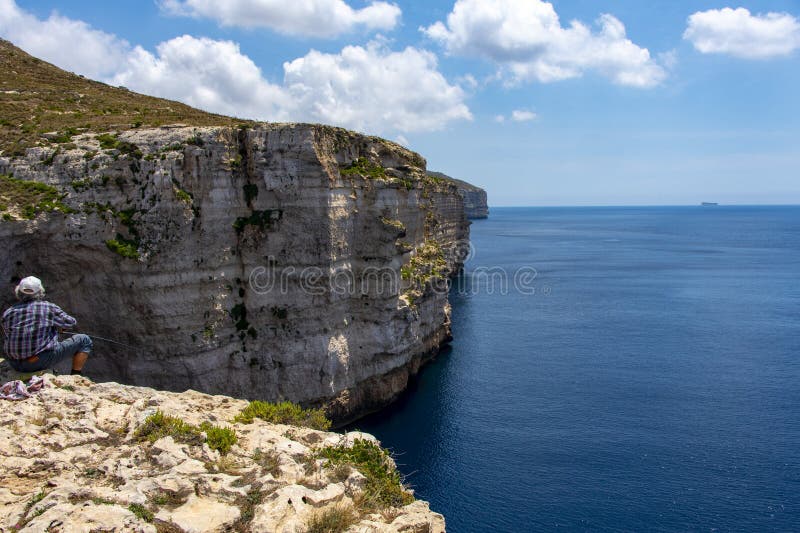 Limestone Dingli Cliffs editorial stock photo. Image of dingli - 309576093