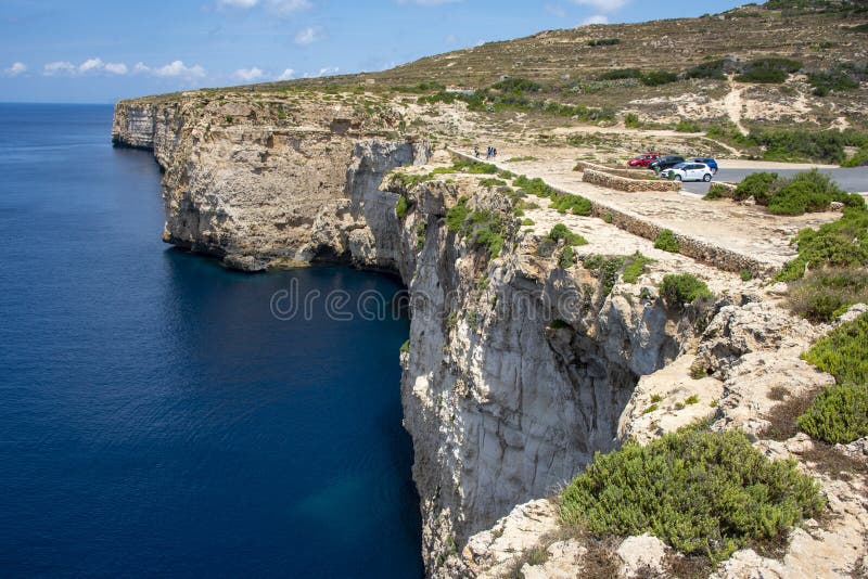 Limestone Dingli Cliffs stock image. Image of high, grotto - 309478521