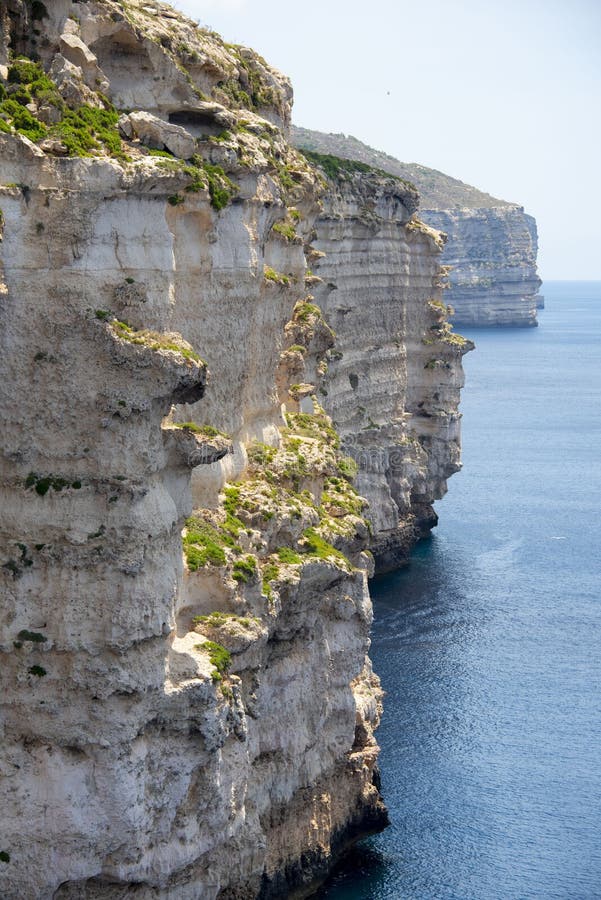 Limestone Dingli Cliffs stock image. Image of water - 309478491