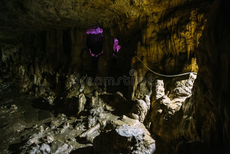 Limestone Formations Inside Underground Cave Stock Photo - Image of ...