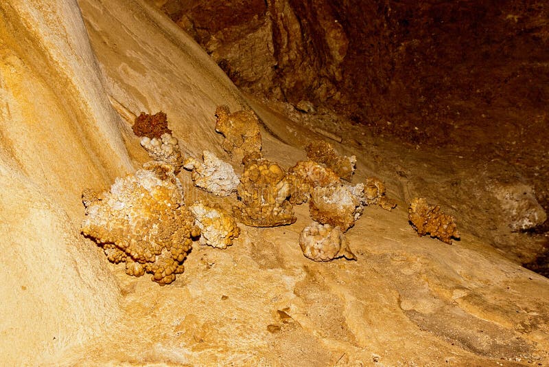 Limestone Formations on the Wall of an Underground Cave. Stock Image ...