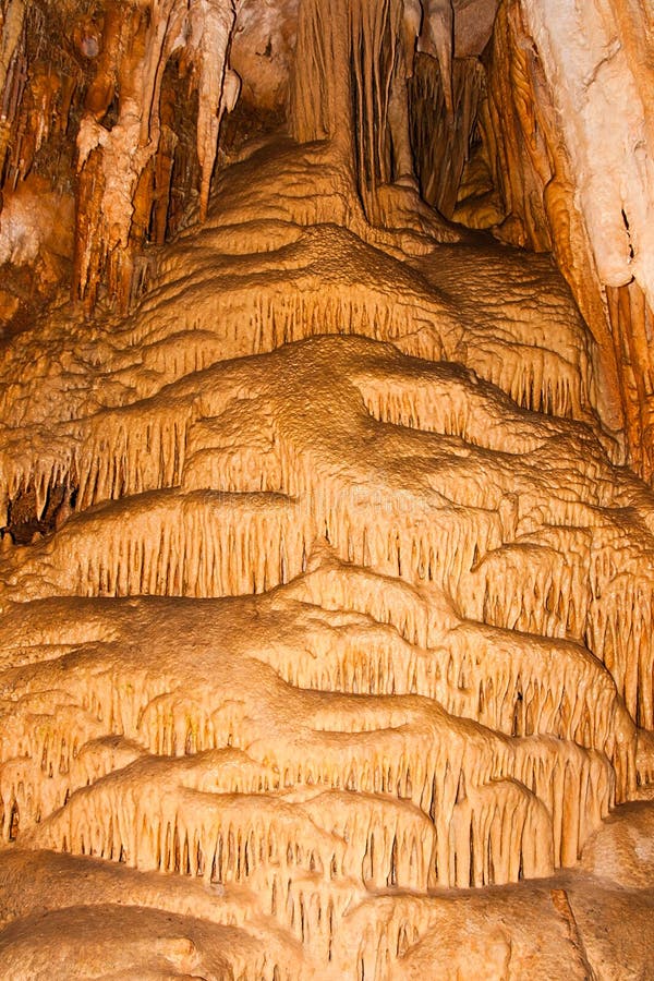 Limestone Formations on the Wall of an Underground Cave. Stock Image ...