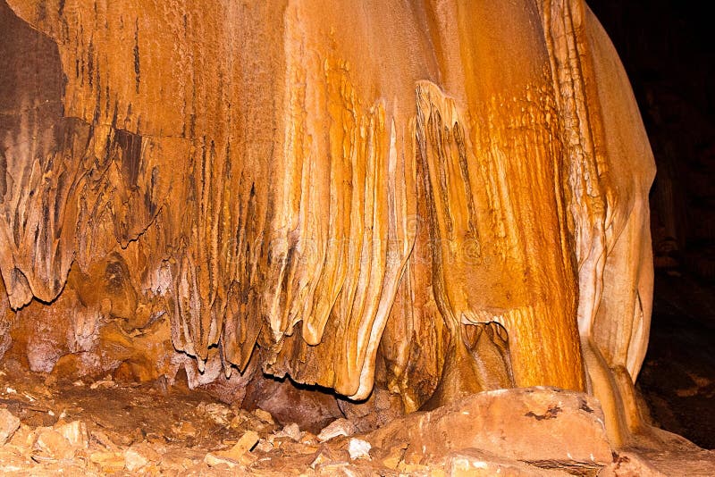 Limestone Formations on the Wall of an Underground Cave. Stock Image ...