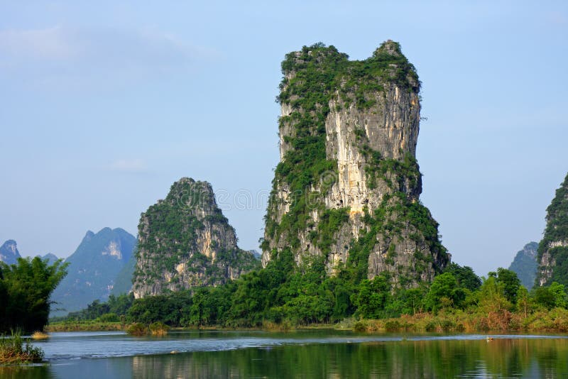 Limestone hills, China stock photo. Image of famous, water - 15838228