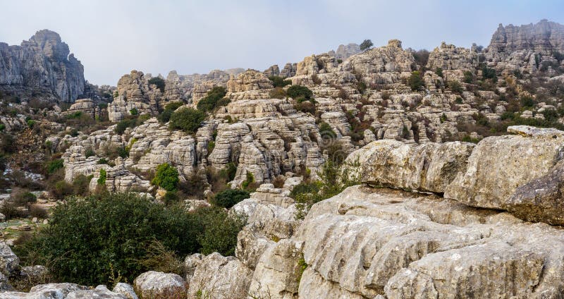 Limestone Landscape in Torcal De Antequera, Spain Stock Photo - Image ...