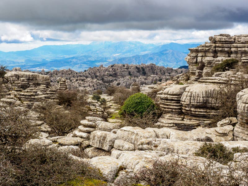Limestone Landscape in Torcal De Antequera, Spain Stock Photo - Image ...
