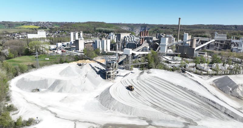 Limestone Mining in Germany. Wulfrath Mine, Extracting Limestone, Open ...