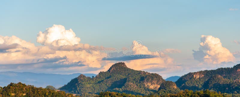 Limestone Mountain with Sunset Sky, Mountain Scene of Northern Thailand ...