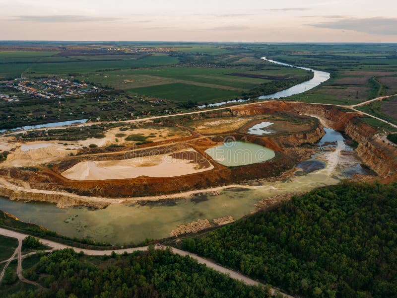 Limestone Open Pit Mine, Aerial View from Drone Stock Image - Image of ...