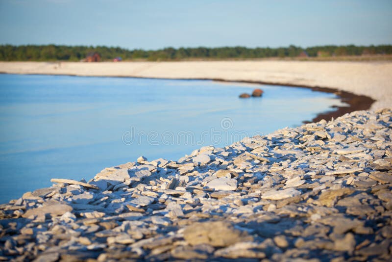 Limestone Pebble Beach in Sweden.GN Stock Photo - Image of calm ...