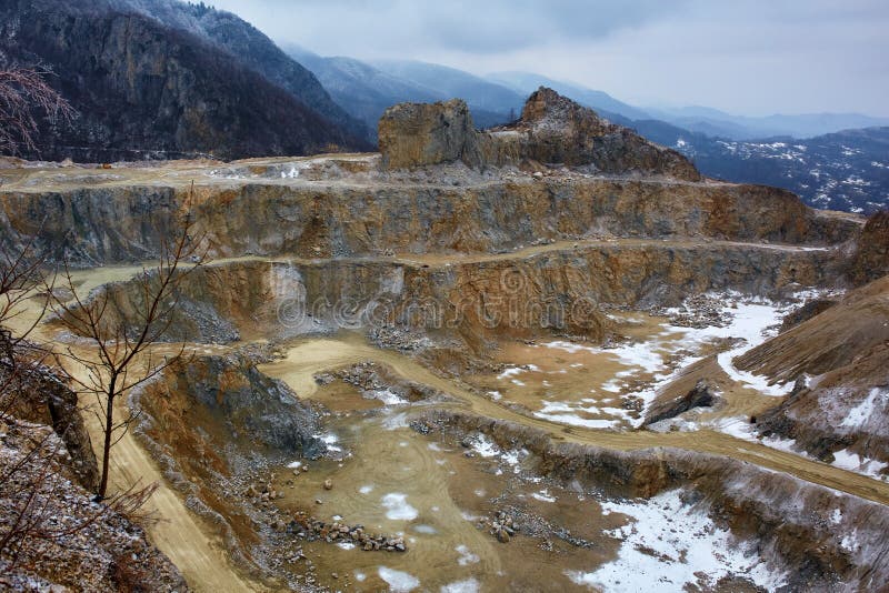 Stone Quarry in the Mountains Stock Image - Image of overhead, deep ...