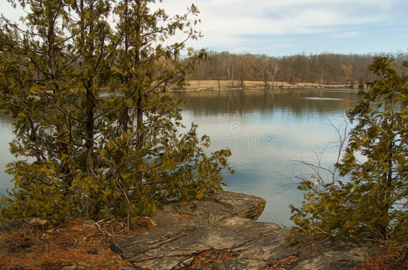 Limestone Quarry Landscape with Reflections in Water Stock Photo ...