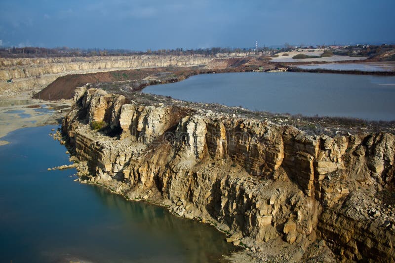 Limestone Quarry with a Pond Stock Photo - Image of nature, object ...