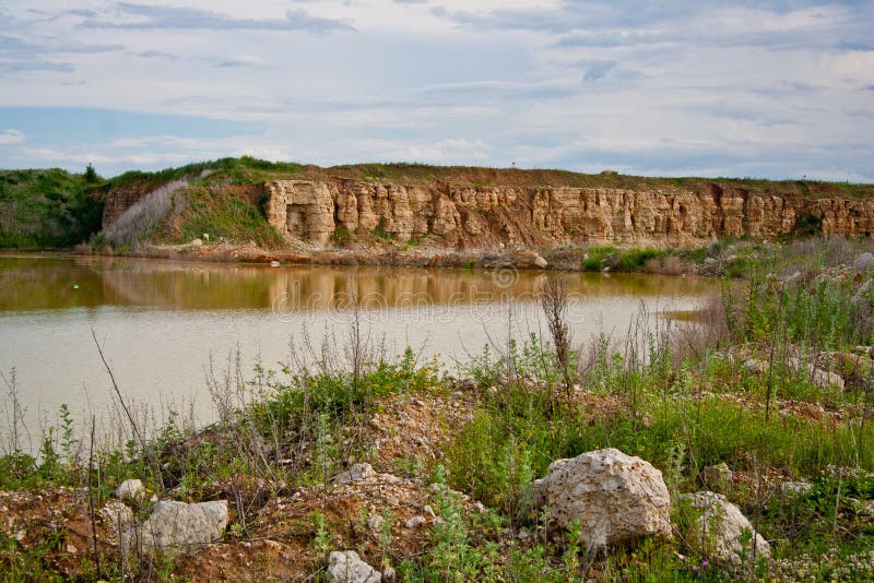 Limestone Quarry with a Pond Stock Photo - Image of gravel, abandoned ...