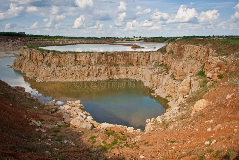 Limestone Quarry with a Pond in Lipetsk Region Stock Photo - Image of ...