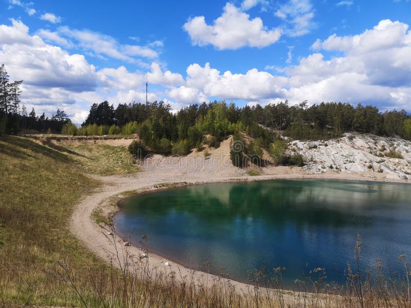 Limestone Quarry in the Spring Time Stock Photo - Image of river ...