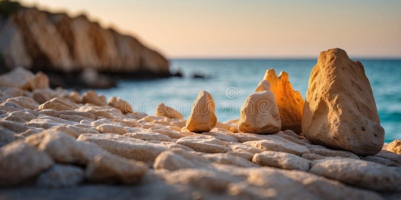 Limestone Rock Formations with Grottoes Near the Ocean. Stock Image ...