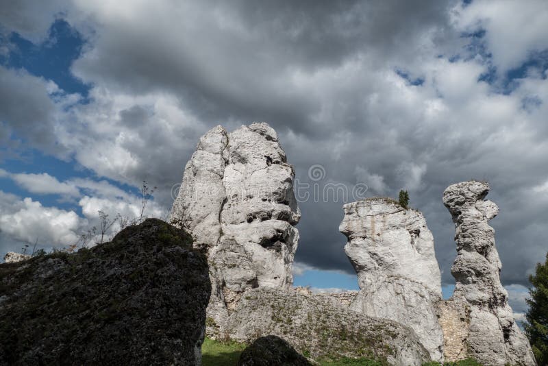 Limestone Rock Tower in Natural Park Stock Photo - Image of landmark ...