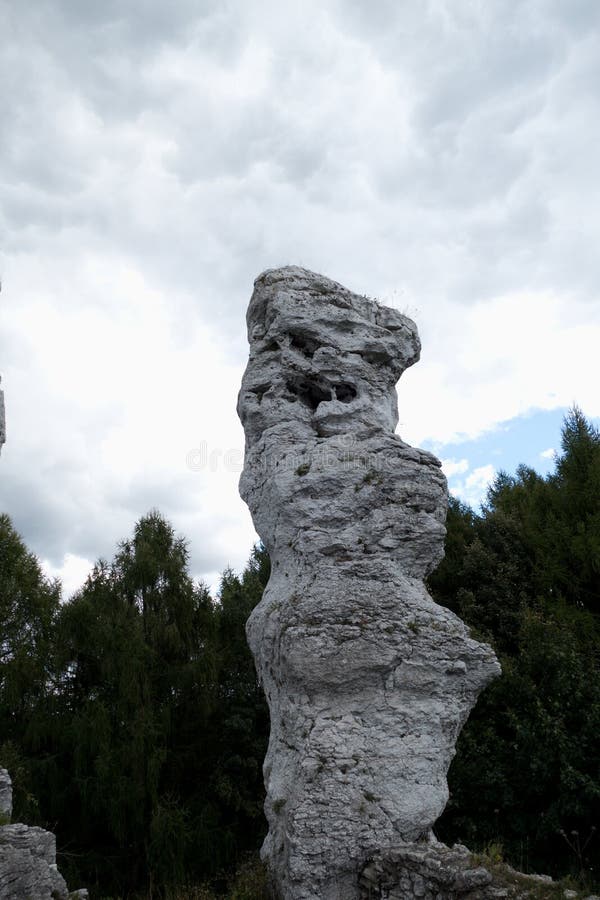 Limestone Rock Tower in Natural Park Stock Image - Image of krakow ...