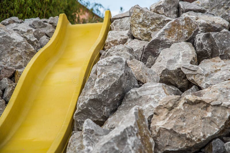 Children`s Slide on the Playground in the Yard Stock Image - Image of ...