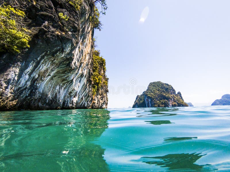 Limestone Rocks in the Andaman Sea Stock Photo - Image of holiday, blue ...