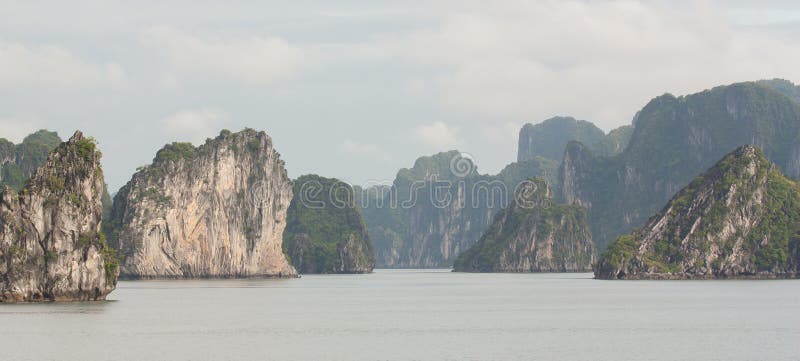 Limestone Rocks in Halong Bay, Vietnam Stock Photo - Image of boat ...