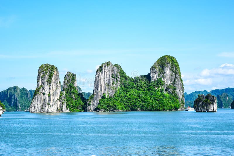 Limestone Rocks in Halong Bay, Vietnam Stock Photo - Image of ship ...