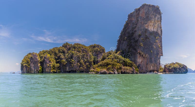 A Limestone Stack and Islet in Phang Nga Bay in Thailand Stock Image ...