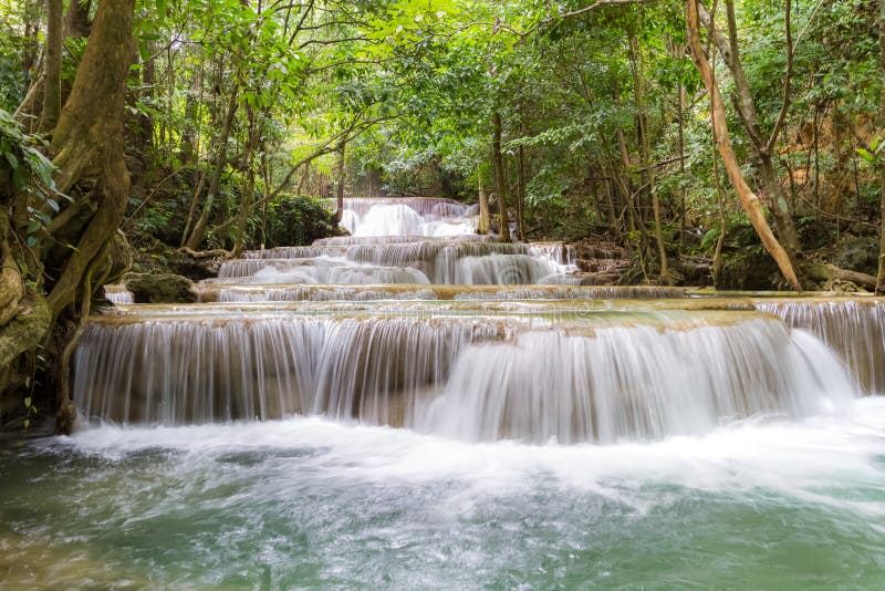 Limestone Waterfalls, Huay Mae Khamin Stock Photo - Image of creek ...