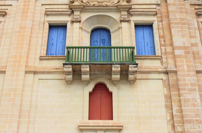 Limestone windows in Malta stock image. Image of typical - 130298697