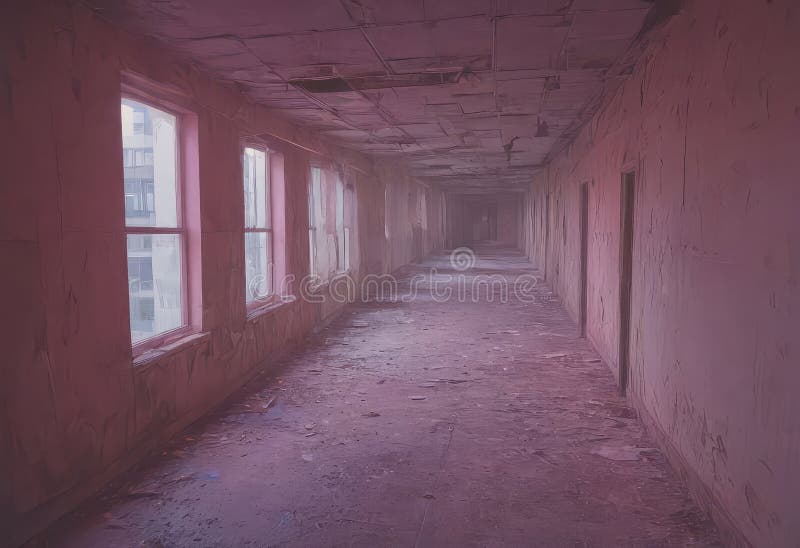 Liminal Office Room with Neon Lights Artwork Stock Illustration ...