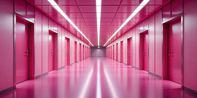 Liminal Space Pink Hallway Endless Corridor AI-Created Content Stock ...