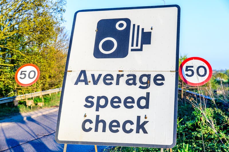 50 Limit Average Speed Check Signpost UK Motorway Exit Stock Image ...