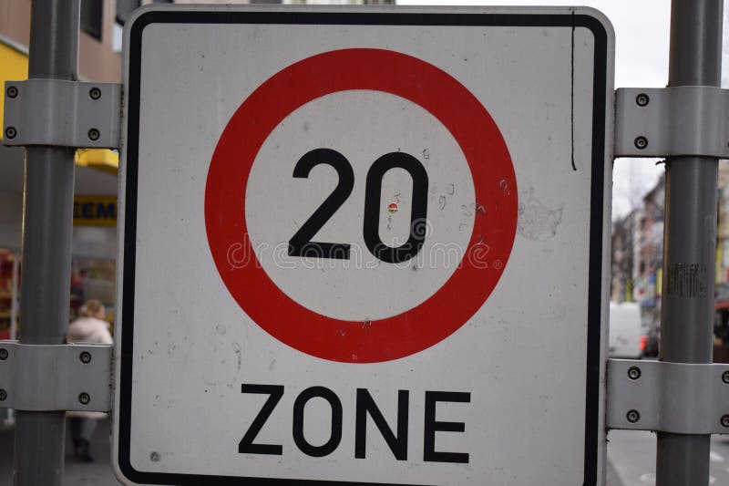 Limit 20 zone sign stock image. Image of font, driving - 350709175