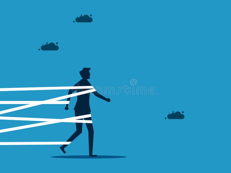 Limitations or Challenges. Man Bound with Tape Stock Vector ...