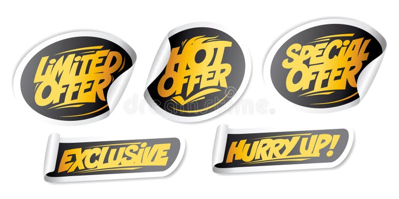 Limited Offer, Hot and Special Offer, Exclusive, Hurry Up Stickers ...