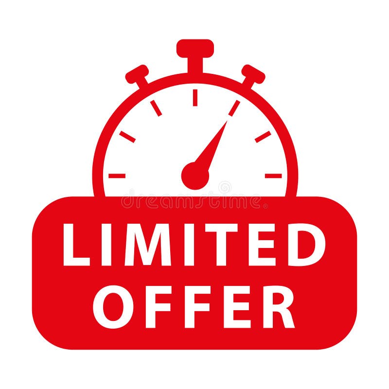 Limited Offer. Red Vector Icon with Chronometer Stock Vector ...