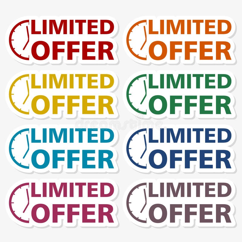 Limited offer sticker set stock vector. Illustration of design - 115395773