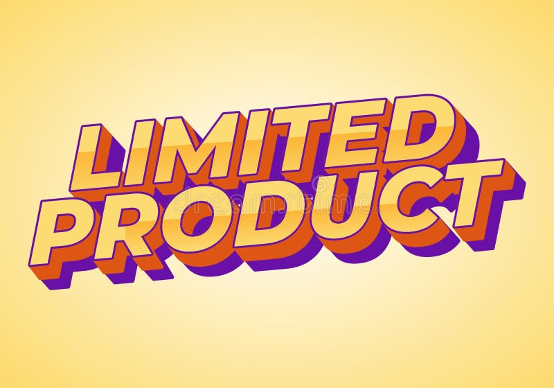 Limited Product. Text Effect in 3D Style in Yellow Dominant Colors ...