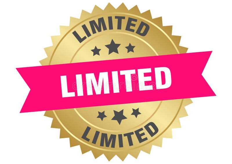 Limited. Limited Round Pink and Gold Label Isolated on Transparent ...