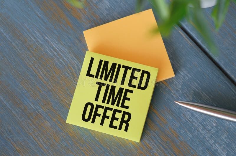 Limited Time Offer Text Message on Office Tablet with Office Equipment ...