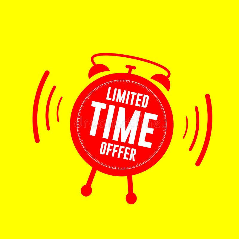 Limited Time Offer Vector with Red Alarm Clock on Yellow Background ...