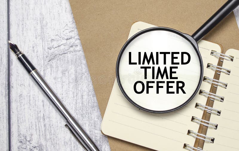 LIMITED TIME OFFER Words on Magnifier Glass with Notebook and Pen Stock ...