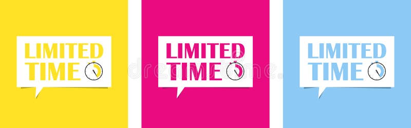 Limited Time. Set of Promotion Posters with Alarm Clock Icon Stock ...