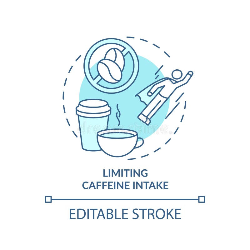 Limiting Caffeine Intake Turquoise Concept Icon Stock Vector ...
