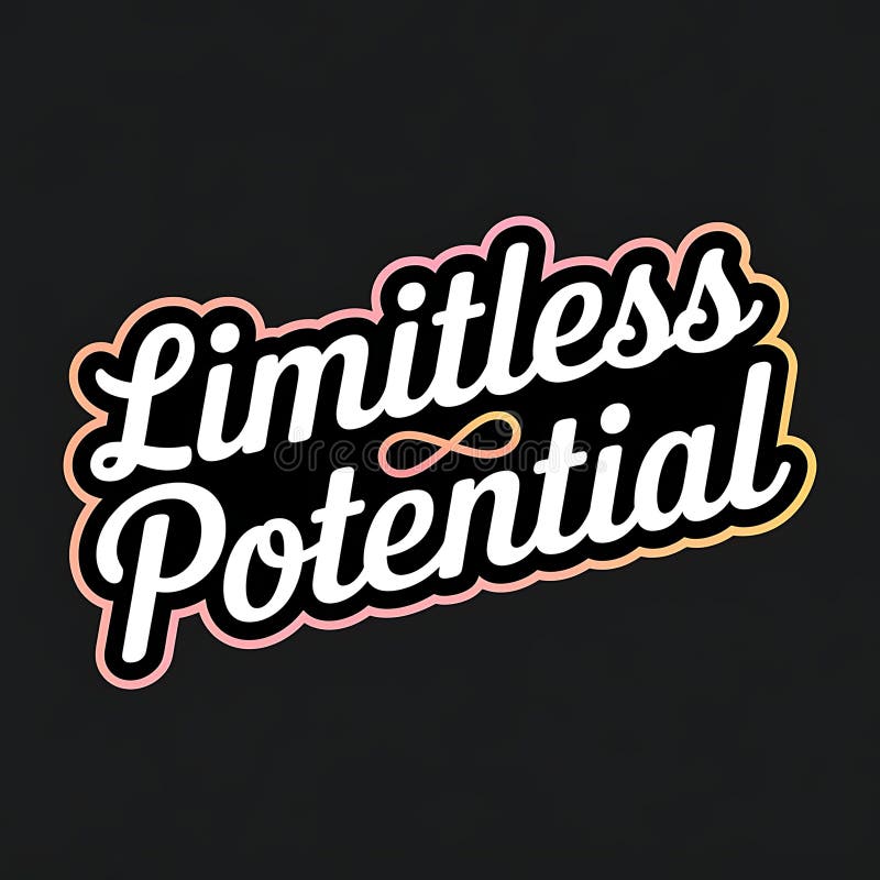 Limitless Potential Infinite Loop Icon, Glowing Gradient Text on Dark ...