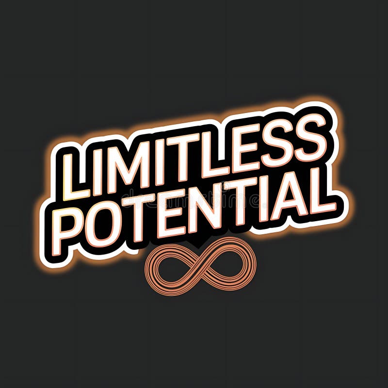 Limitless Potential Infinite Loop Icon, Glowing Gradient Text on Dark ...