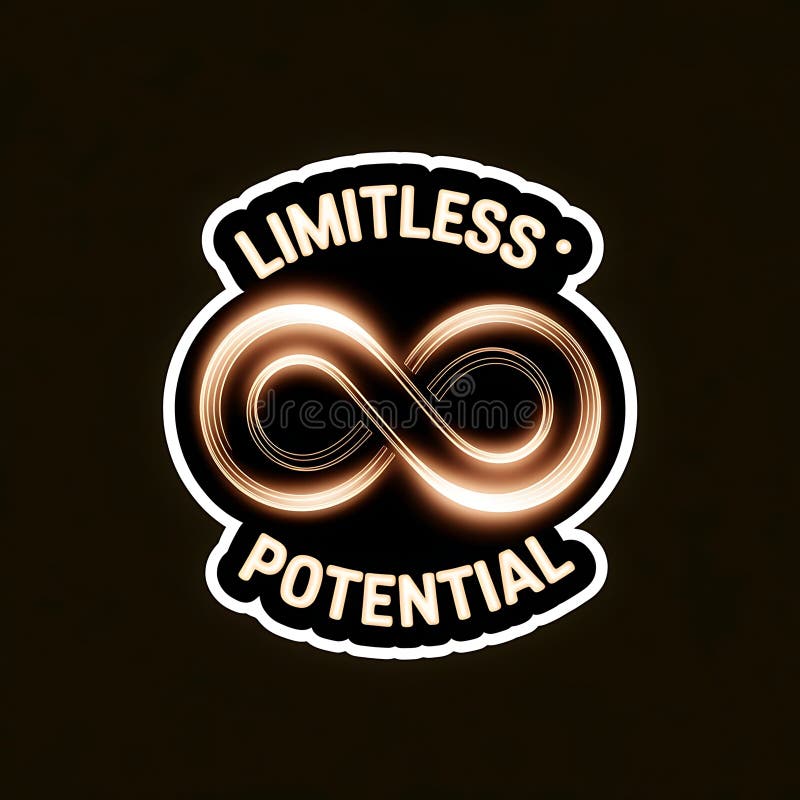 Limitless Potential Infinite Loop Icon, Glowing Gradient Text on Dark ...